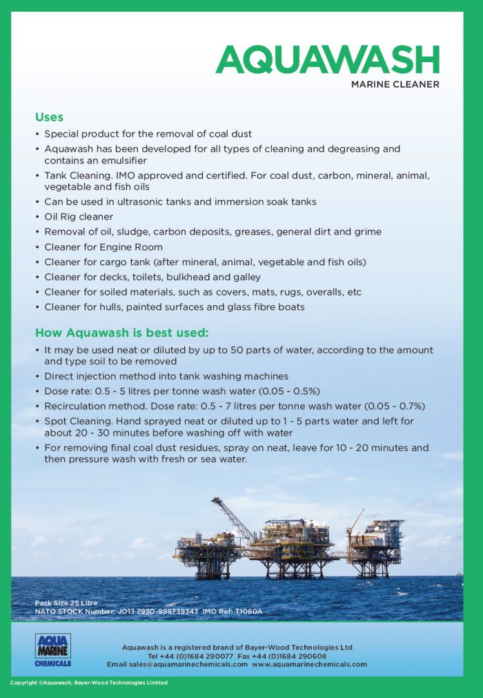 Aquawash No. 1 marine degreaser for ships